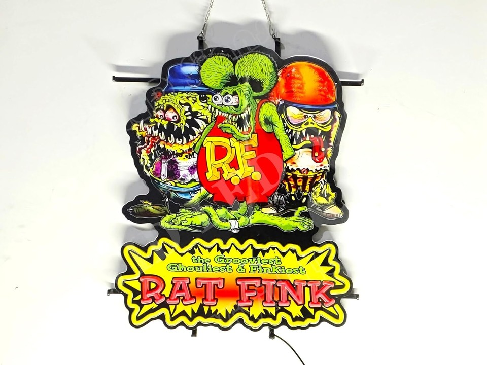 Rat Fink Hot Rod Garage Beer 24"x20" Vivid LED Neon Sign Light Lamp ...