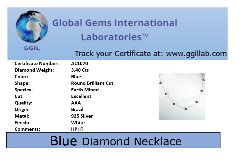 3.40 Ct Elegant Blue Diamond Chain Necklace In 925 Silver | eBay
