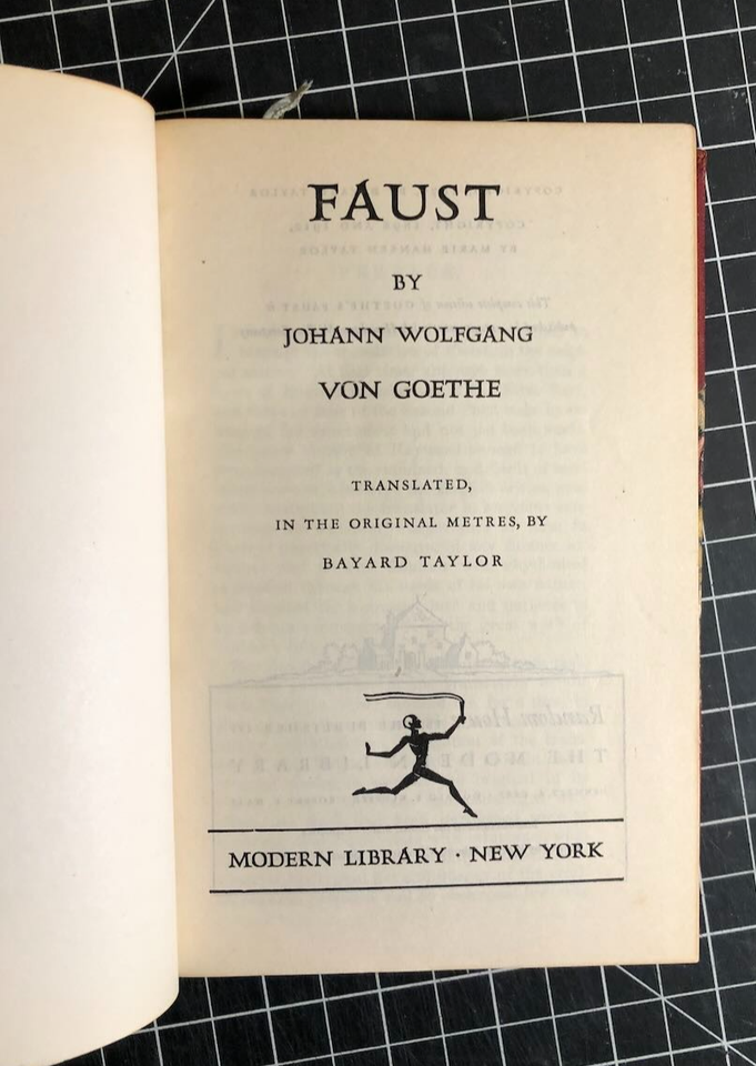 Faust A Tragedy by Johann Wolfgang Von Goethe Modern Library | eBay