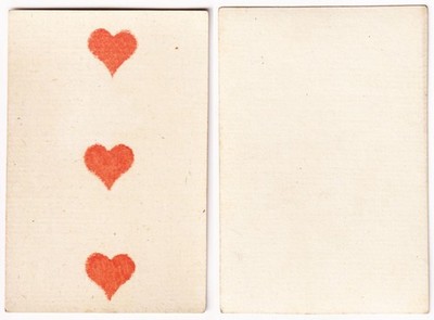Herz 3 Three of Hearts carte a jouer Spielkarte antique playing card ...