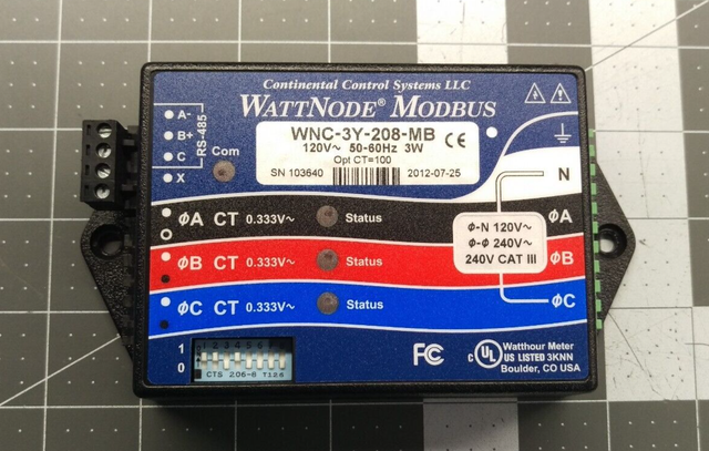Continental WattNode Modbus WNC-3Y-208-MB Power Meter for sale online ...