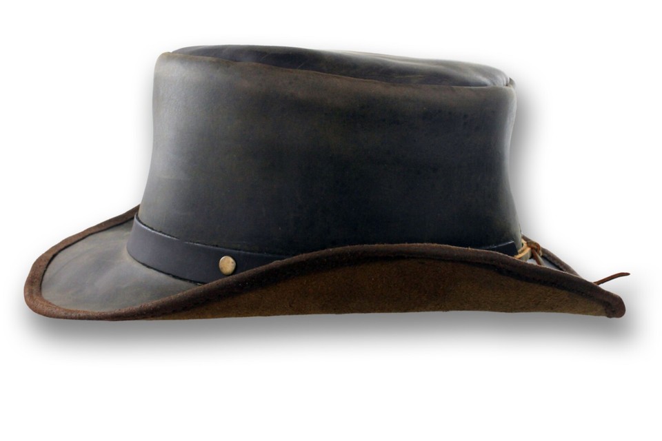 Distressed Leather Coachman Top Hat Steampunk Tophat Topper Deadmans ...