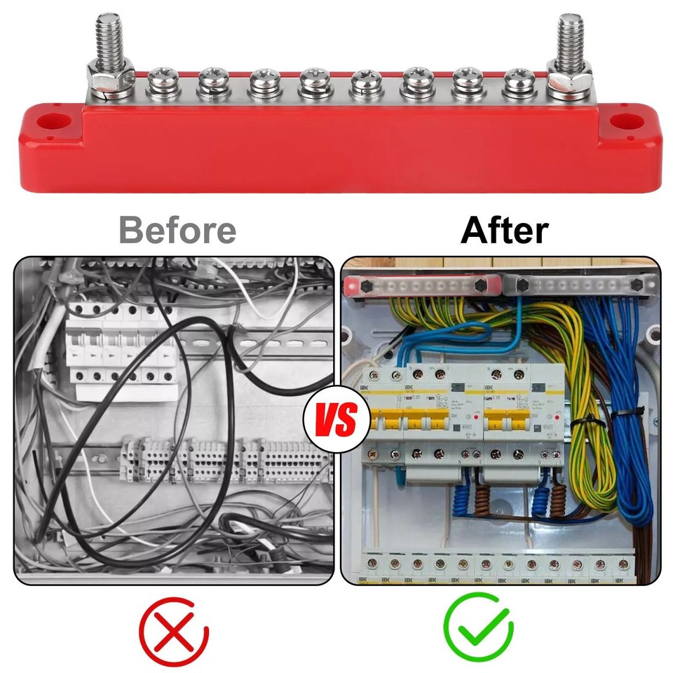 New 12V 48V DC Bus Bar Marine 1/4" #8 Stud Power Distribution Block For ...
