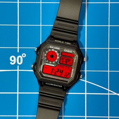 Casio Royale "Ruby Red" Custom Casio Royale AE1200 LCD Digital World ...