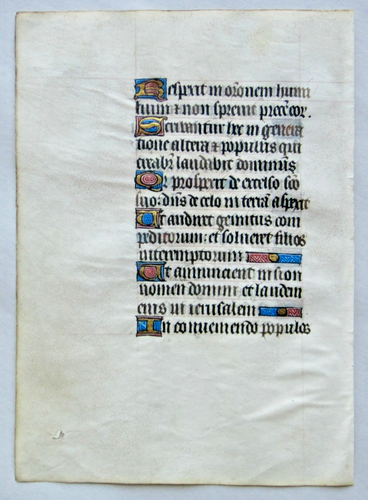 Ca.1470 illuminated BoH.manuscript leaf,Latin,10 gold initials,France ...