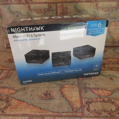 ~SEALED~NETGEAR Nighthawk MK6W-100NAS Whole Home Mesh WiFi 6 Sys AX1500 ...