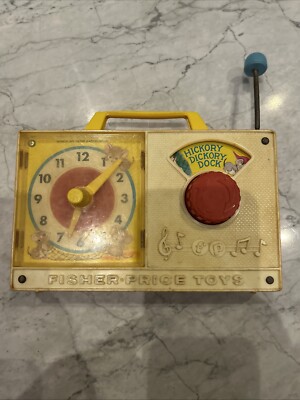 Vintage Fisher Price 1964 Music Box Clock Radio Wind Up Hickory Dickory ...