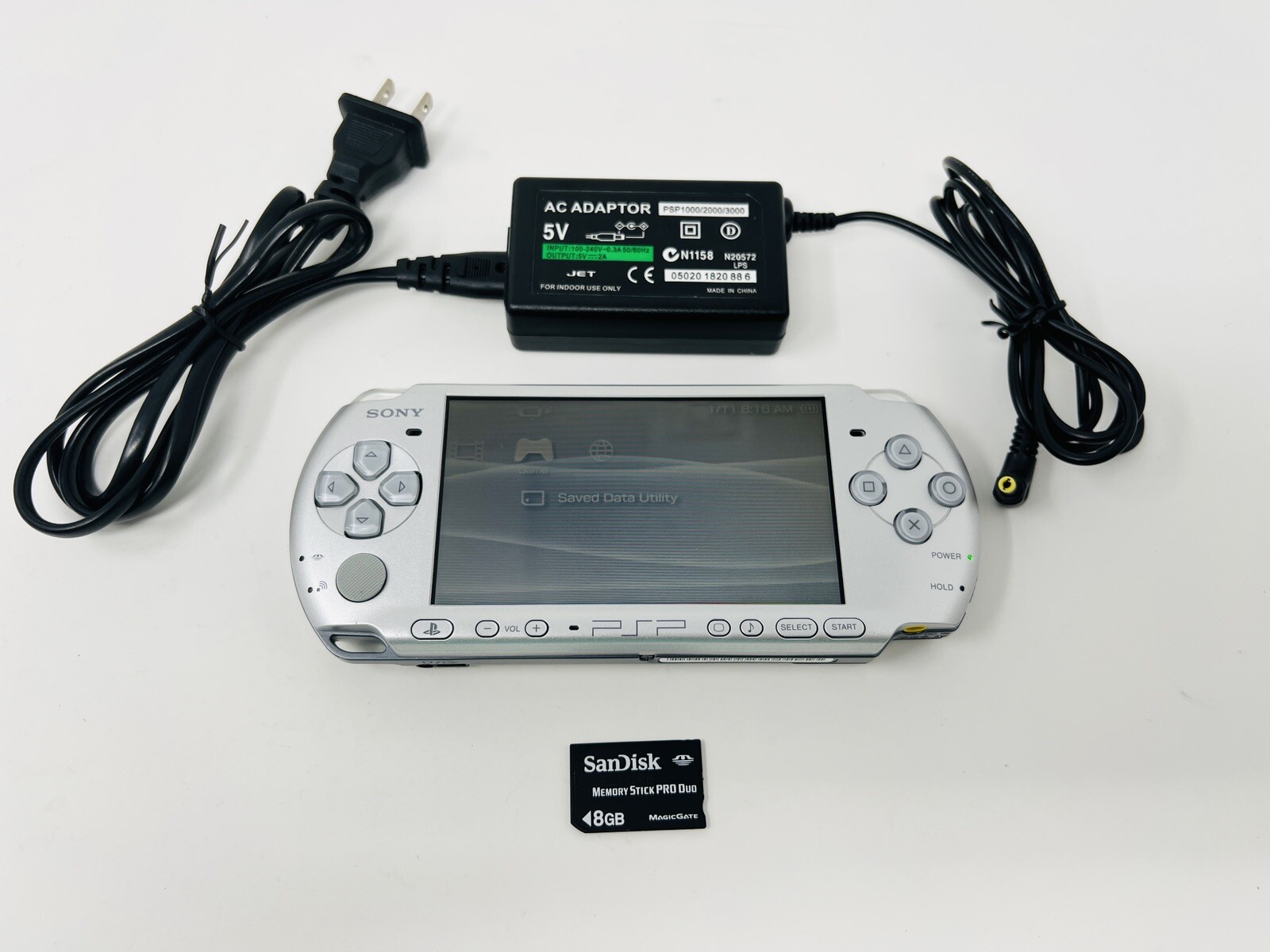 Sony PlayStation PSP 3000 Silver Console W/ Charger TESTED & Working ...