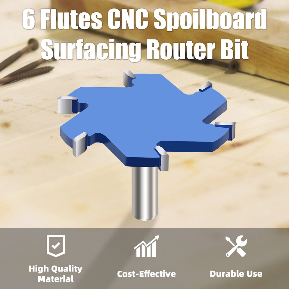CNC Spoilboard Surfacing Router Bit 1/2" Shank Slab Flattening Wood ...