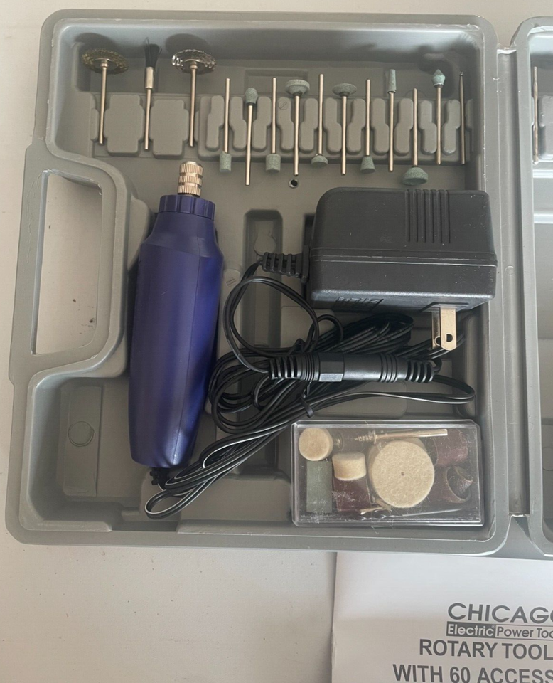 CHICAGO ELECTRIC POWER TOOLS ROTARY TOOL KIT WITH 60 ACCESSORIES MODEL ...
