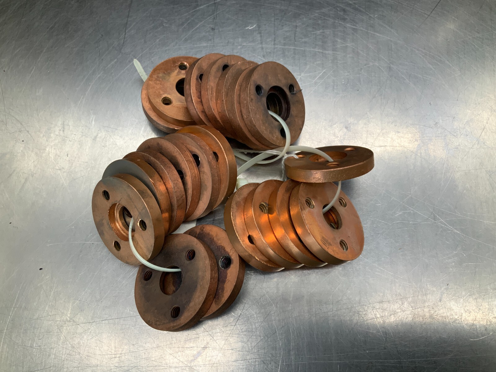 (20) Copper 3-hole Flange 1.75" Diameter, m6-1 Thread, 13.5mm ID, 19mm ...