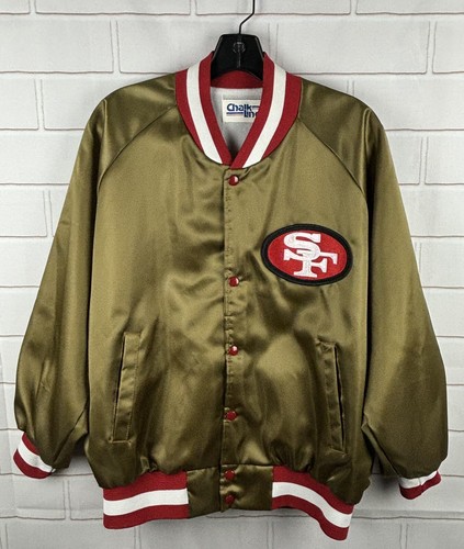 VTG Chalk Line San Francisco Forty Niners 49ers Gold Satin Bomber ...