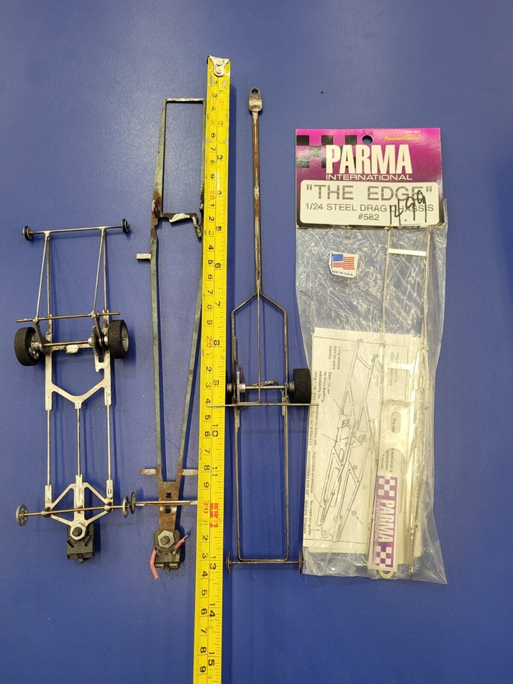 BIG Lot 1/24 VINTAGE Drag Slot Car PARMA Metal Chassis Plastic Custom ...