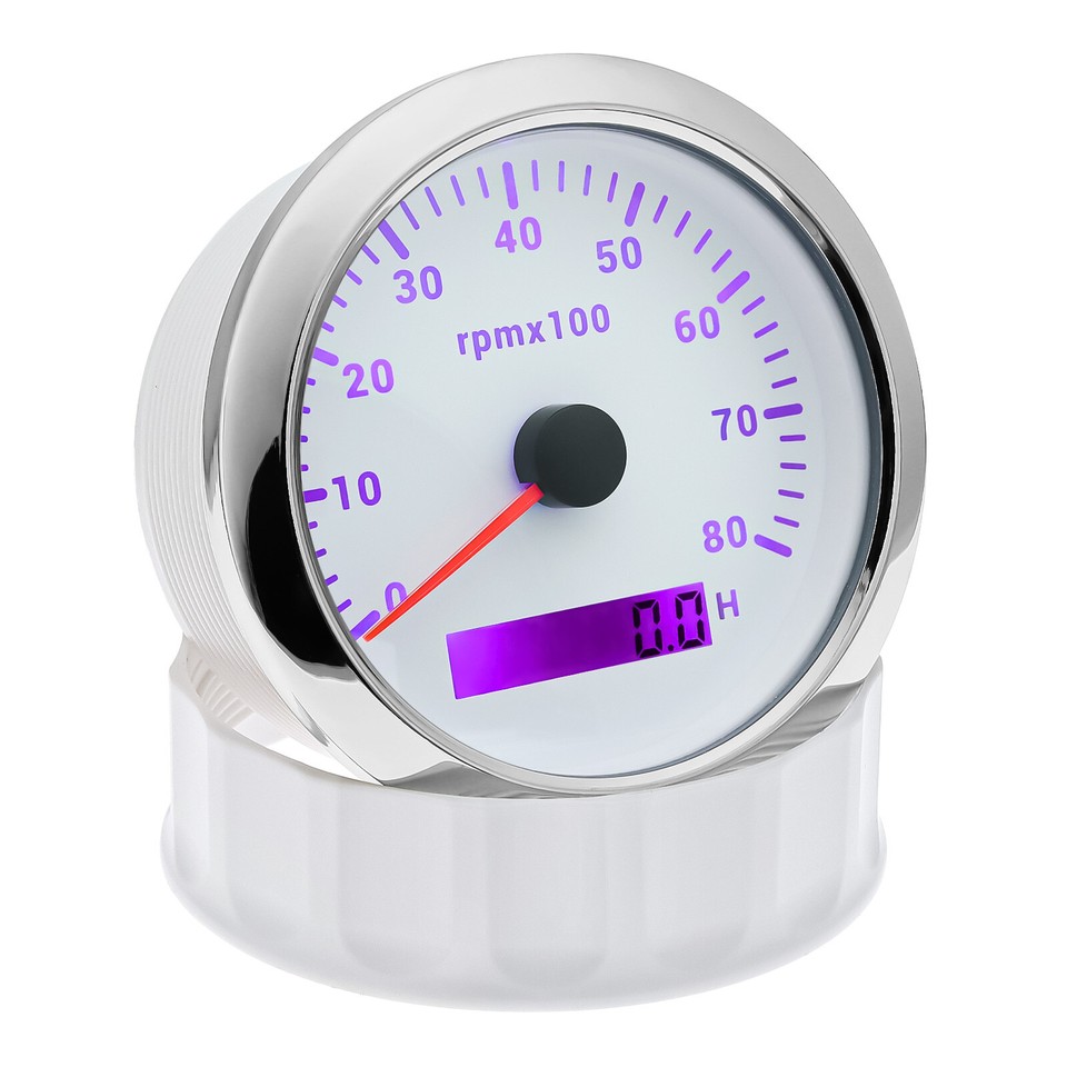 85mm Boat Tachometer 0-8000 RPM Tacho Gauge With LCD Hour Meter For Car ...