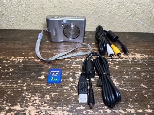 Nikon Coolpix L12 Digital Camera Silver w/ AV & USB Cables, 1GB SD Card ...