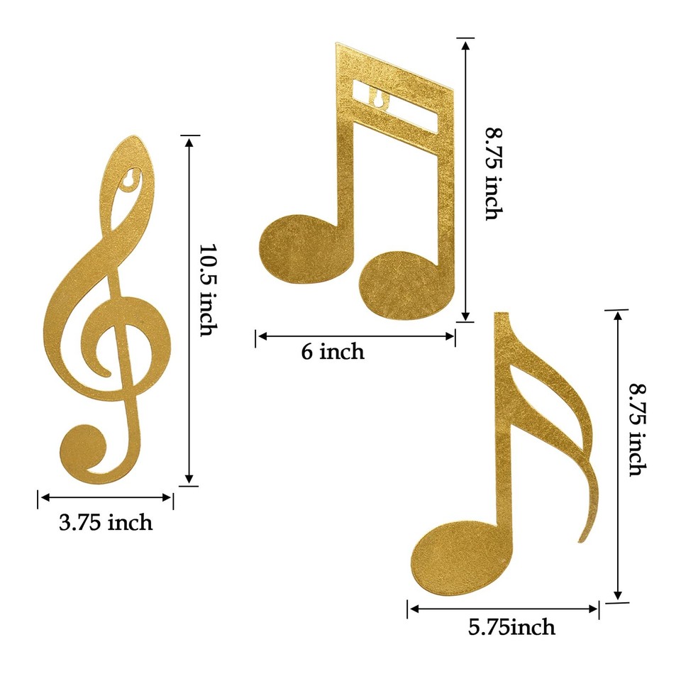 Metal Music Note Wall Decor Treble Clef Music Wall Art Golden 3 Piece ...