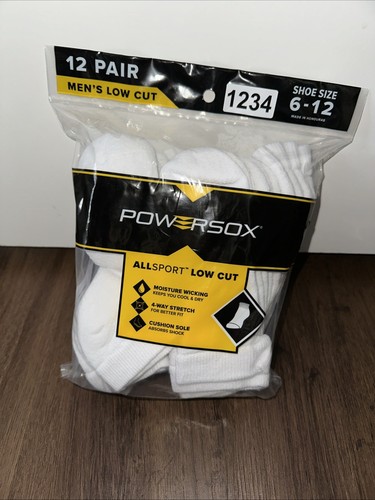 Men's Powersox All Sport Moisture Wicking Low Cut Socks 12 Pair White ...