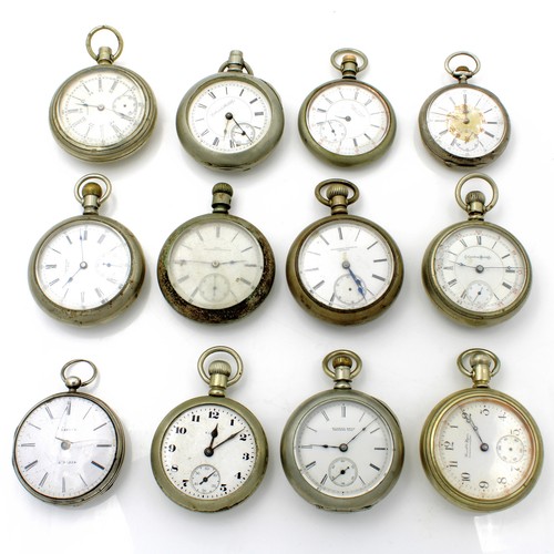 Various Brands Subdials 7-17j 16-18s Open Face Pocket Watch Lot of 12 # ...