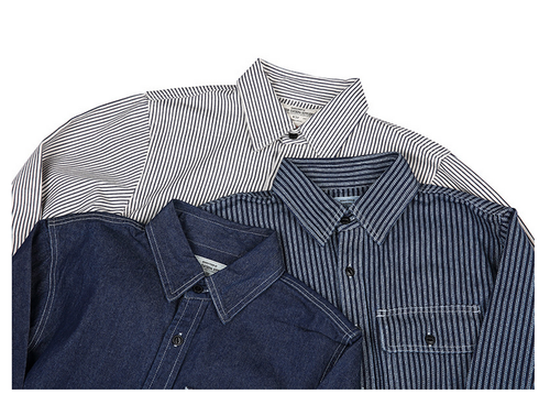Hot Mens Casual Railroad Stripe Denim Shirts Western Striped Work Shirt ...