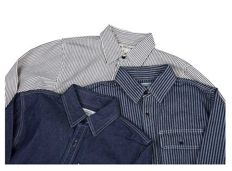 Hot Mens Casual Railroad Stripe Denim Shirts Western Striped Work Shirt ...