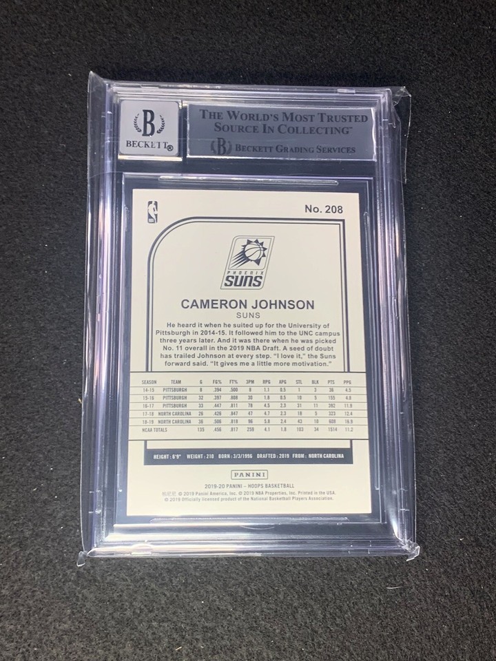 Cameron Johnson Signed 2019/20 Hoops #208 Rookie Card BAS/BGS AUTHENTIC ...