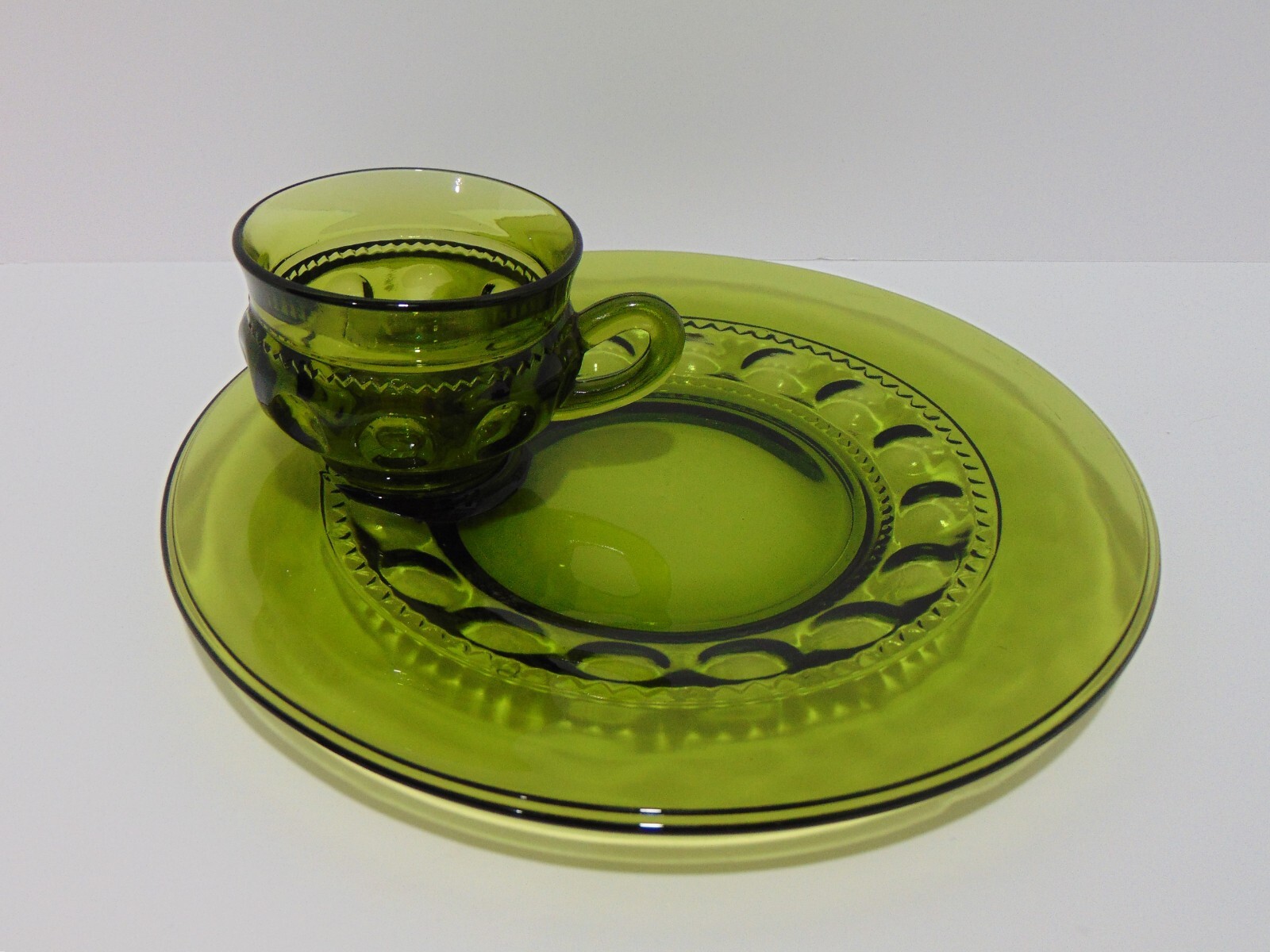 Colony Glassware Color Crown Snack Set Stem 77 Plate And Punch Cup ...