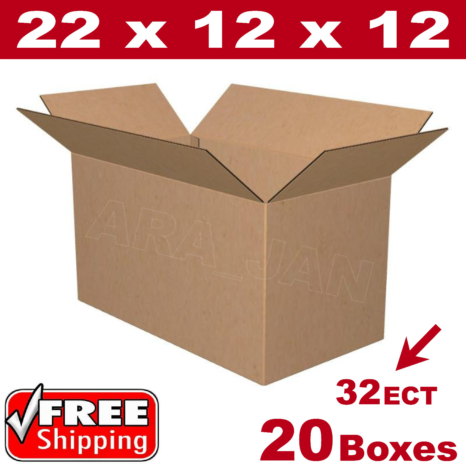 20 - 22x12x12 Cardboard Boxes Mailing Packing Shipping Box Corrugated ...