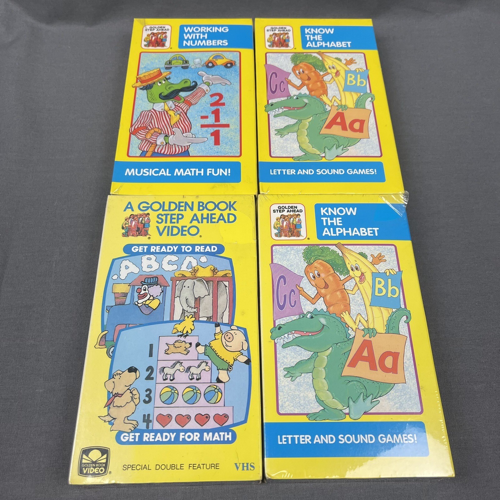 Golden Book Step Ahead Lot of 4 VHS Tapes New Math Alphabet Read | eBay