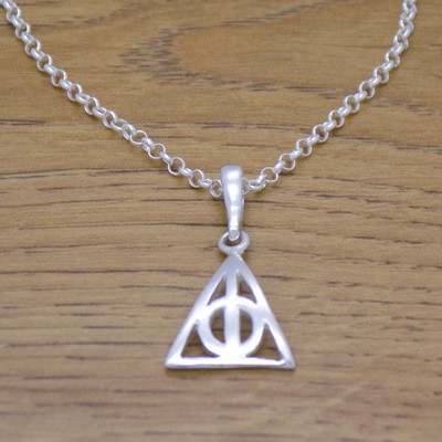 925 Sterling Silver Harry Potter Deathly Hallows Hogwarts Necklace ...