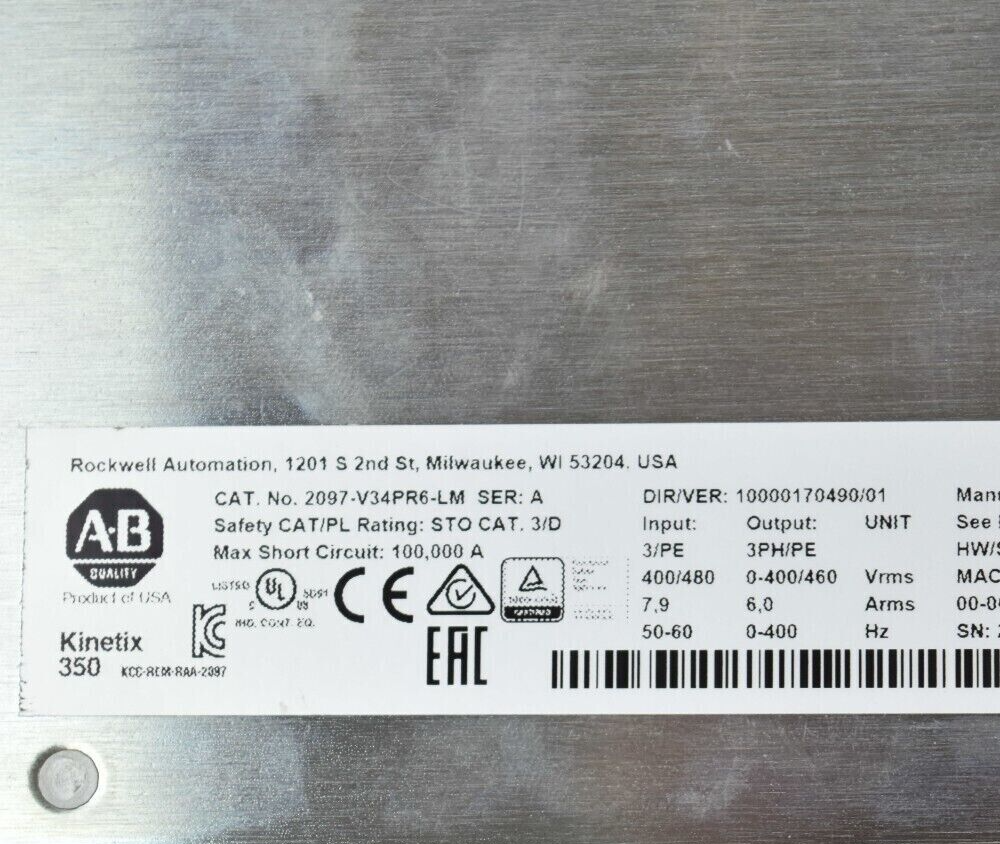 Allen Bradley 2097-V34PR6-LM /A Kinetix 350 1-Axis Ethernet /IP Servo ...