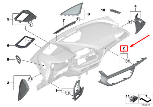 NEW BMW F40 INSTRUMENTAL PANEL TRIM 51457911472 7911472 ORIGINAL NO ...