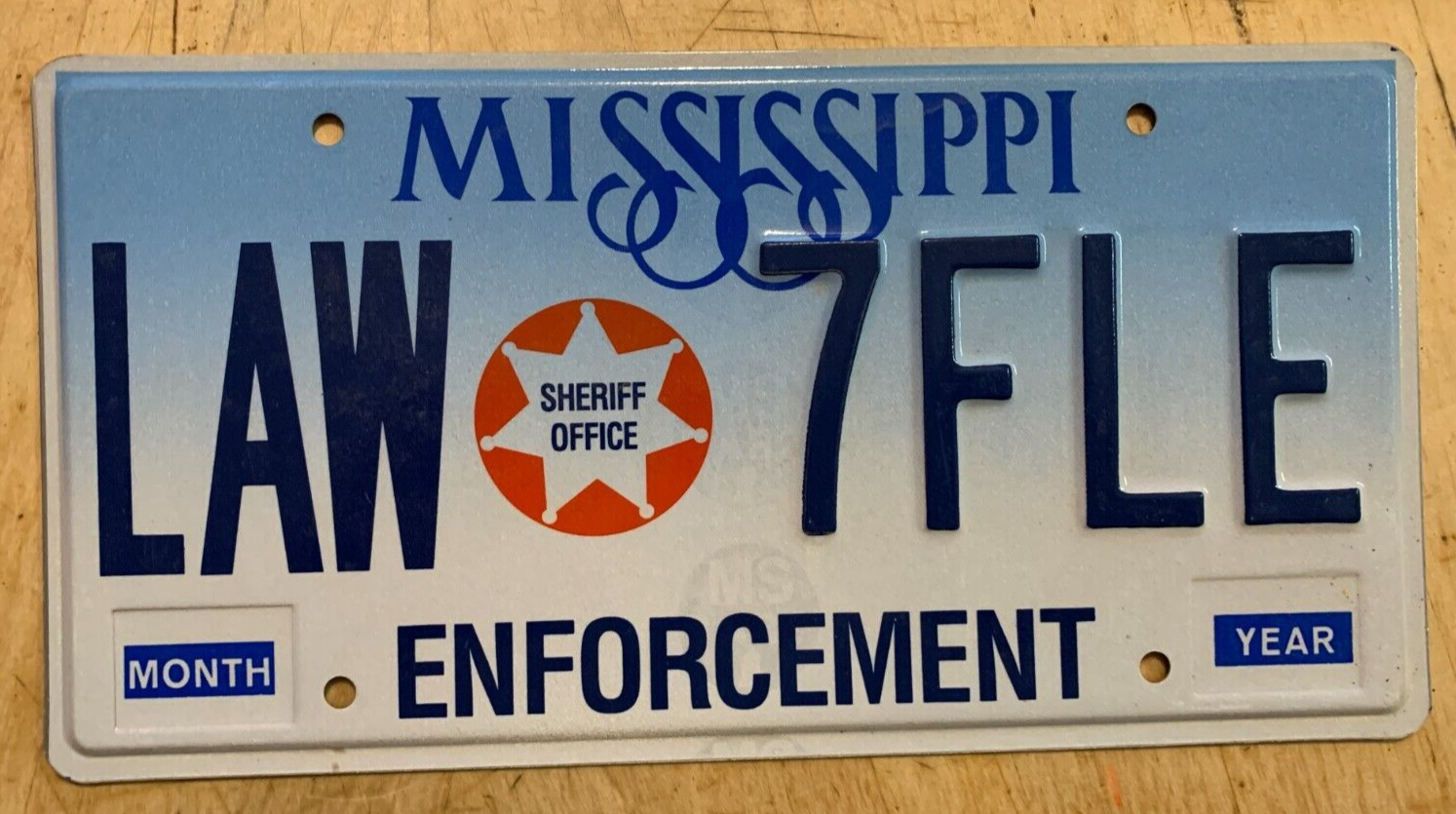 MISSISSIPPI LAW ENFORCEMENT DEPUTY SHERIFF OFFICE LICENSE PLATE " LAW 7 ...