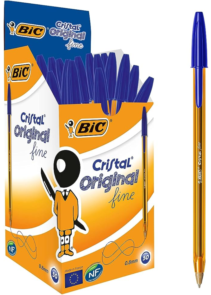 BIC Cristal Fine 0.8mm Ball Point Pen Blue- Pack of 50 | eBay