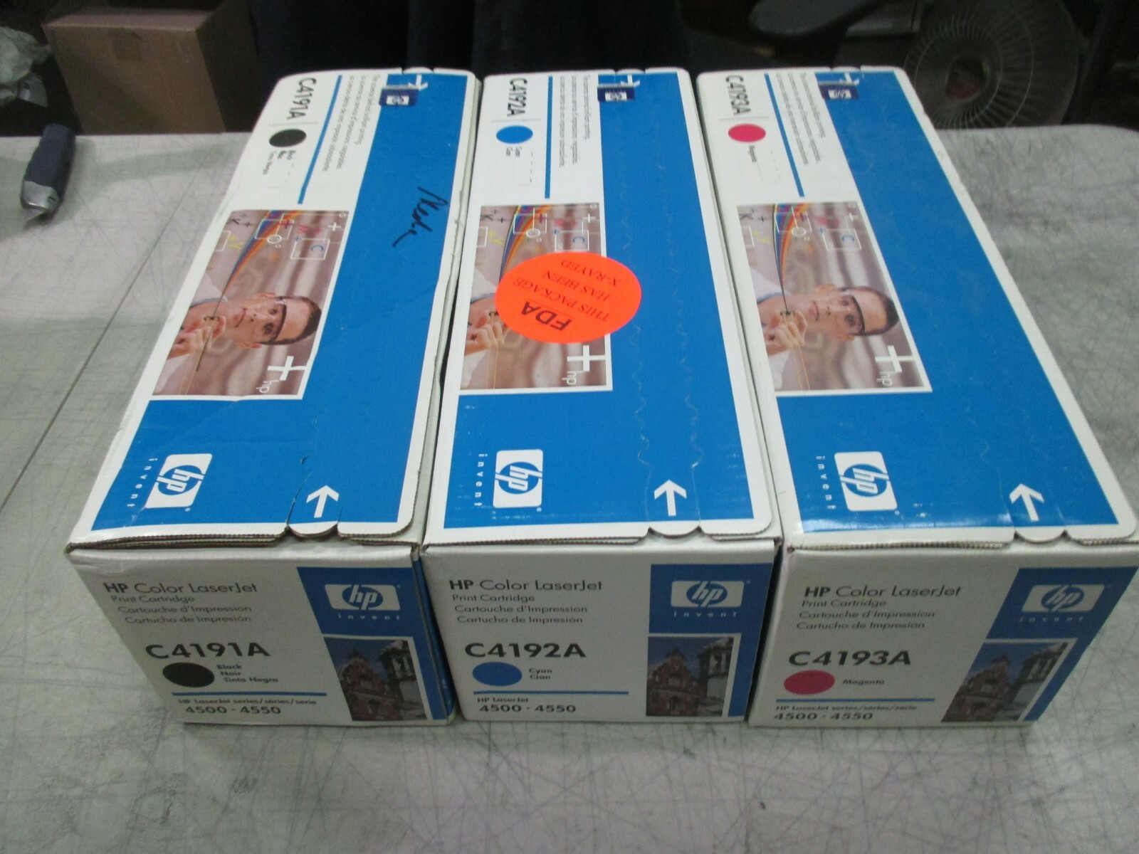 Set of 3 Genuine HP C4191A, C4192A, C4193A, Toner Cartidges New Sealed ...