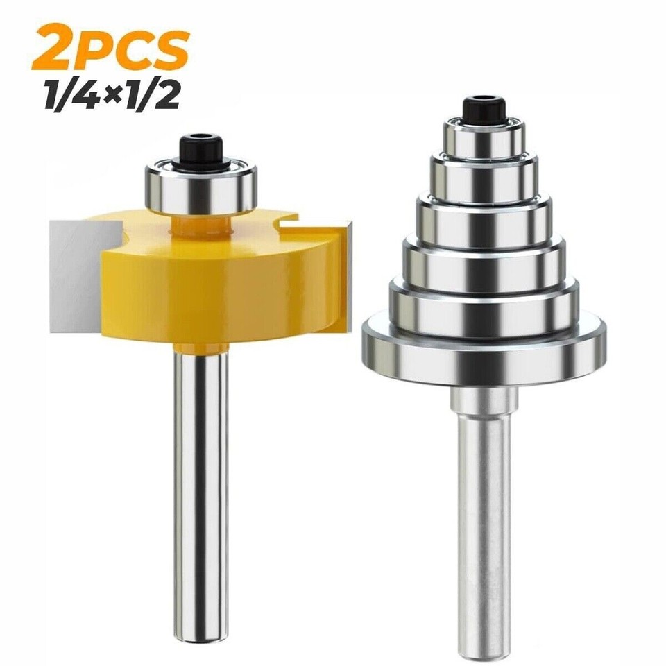 1/4" Shank Rabbet Router Bit with 6 Bearings Set(1/8",1/4",5/16",3/8",7 ...