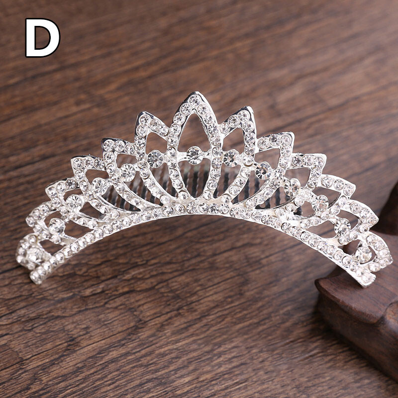Womens Pearl Crown With Comb Princess Rhinestone Tiara Wedding Headband ...