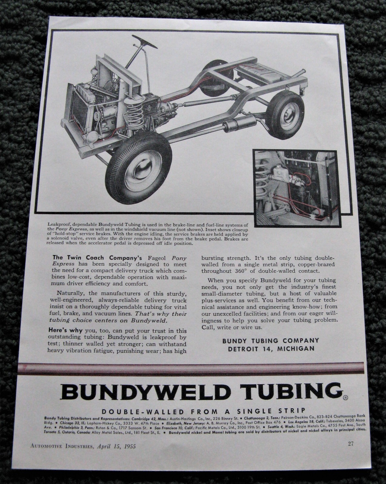 1955 Fageol Pony Express Truck Bundyweld Tubing Two-Page Photo Ad | eBay