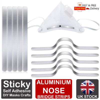 STICKY Face Mask NOSE BRIDGE Strip Wire Self Adhesive Aluminium Strips ...