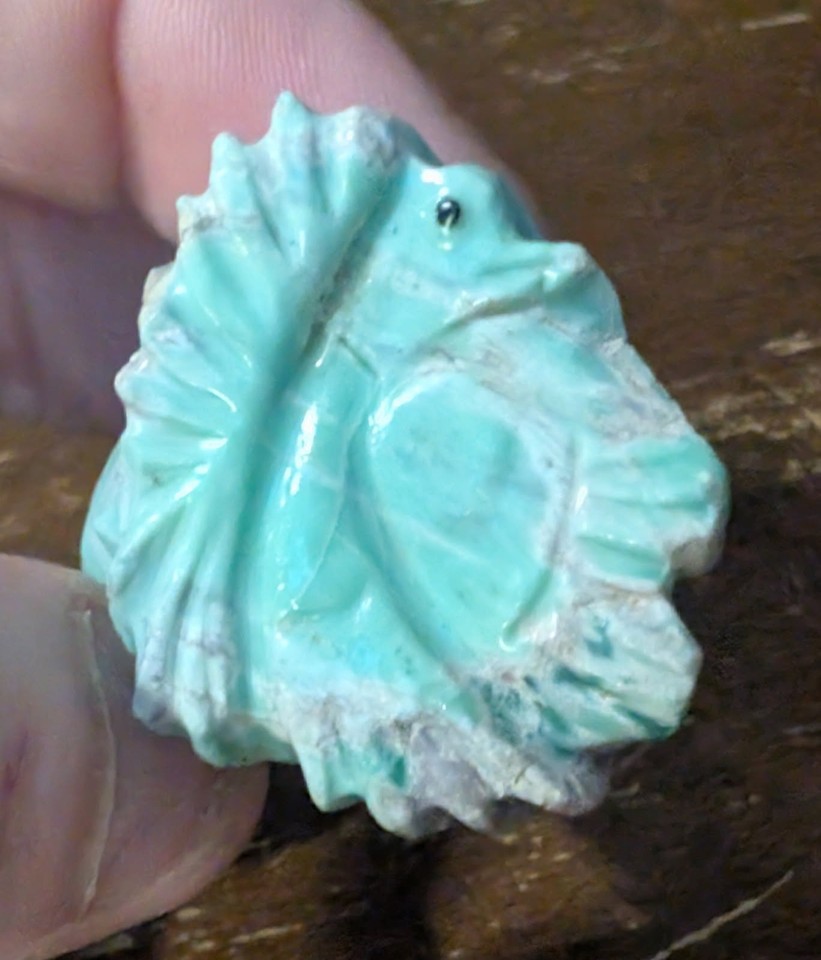 Ricky Laahty Light Green Turquoise Frog Zuni Fetish. Native American ...