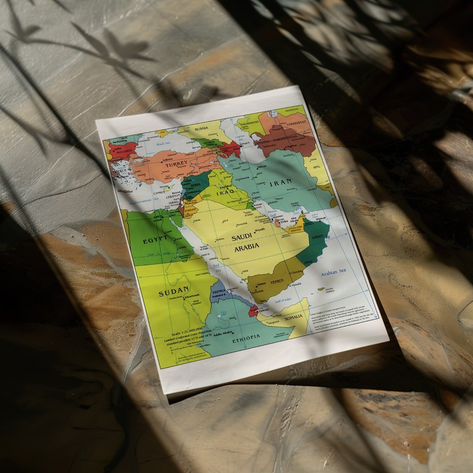 2003 CIA Map Political Middle East War Israel Gaza Iran Iraq Lebanon ...