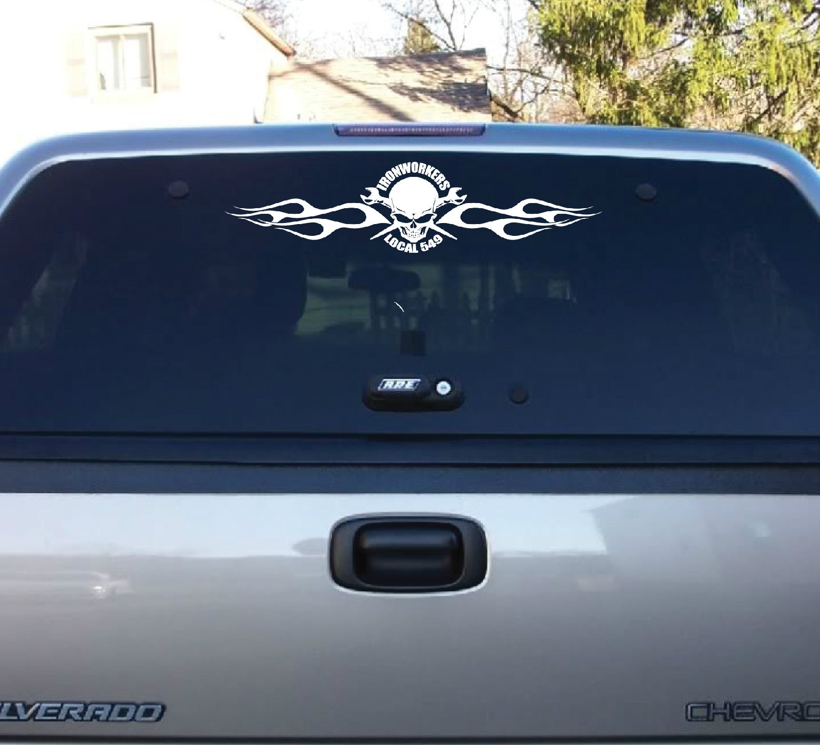 22X5 union flaming skull spud wrench ironworker customizable vinyl ...