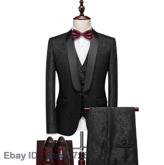 Men's Blazer 3PCS Coat Pants Vest Formal Dress Suits Costumes Wedding ...
