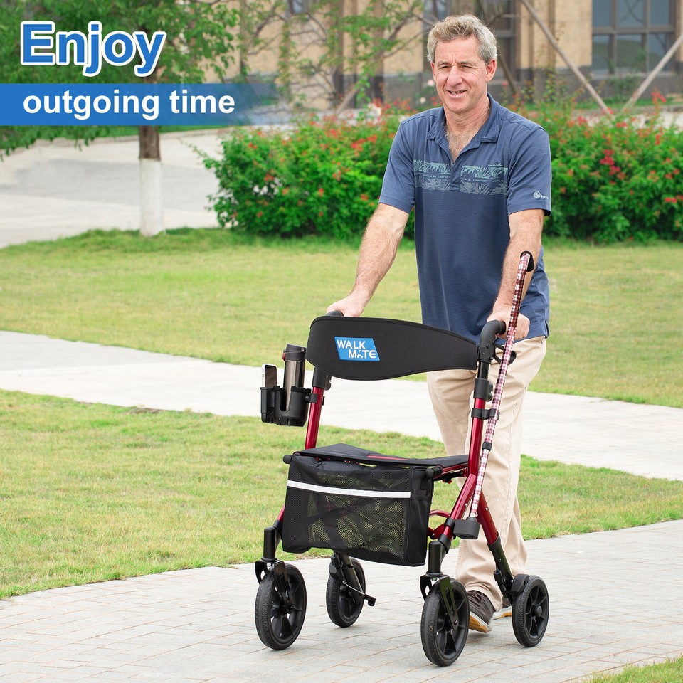 Walk Mate Rollator Pro Walker for Seniors Taller 5~7ft W/ Height ...