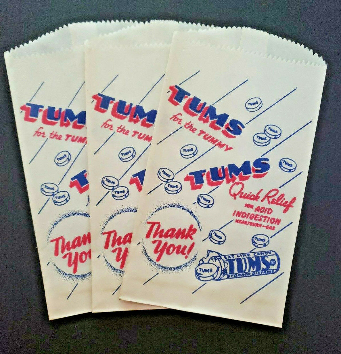 Vintage 3 Tums Medicine Drug Store Advertising Bag New Old Stock PB166 ...