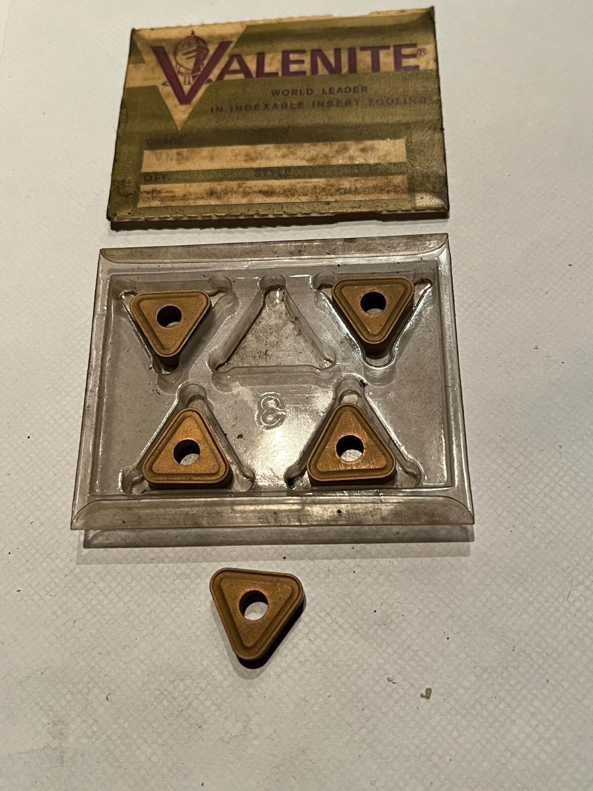 TNMG 438 VN5 VALENITE, 1/2" IC, COATED TRIANGLE CARBIDE INSERTS, NEW, 5 ...