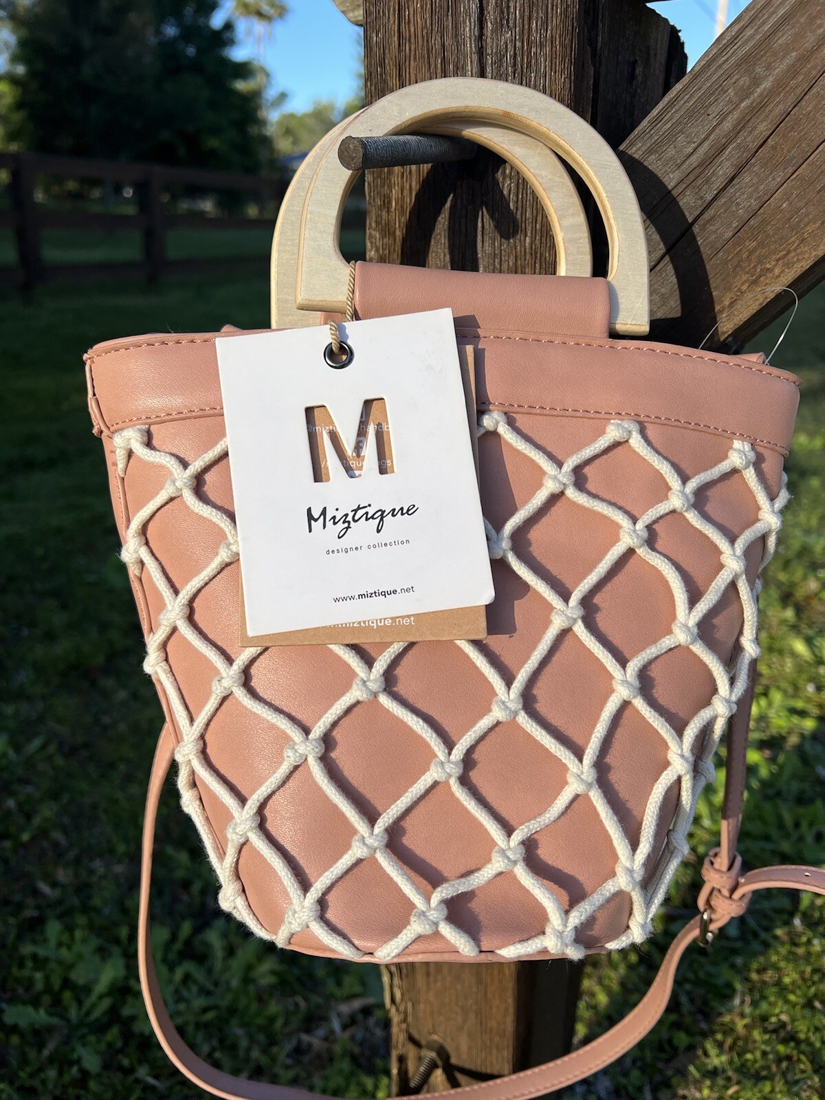 Miztique handbag small purse Cross Body Blush Woody Handles New | eBay