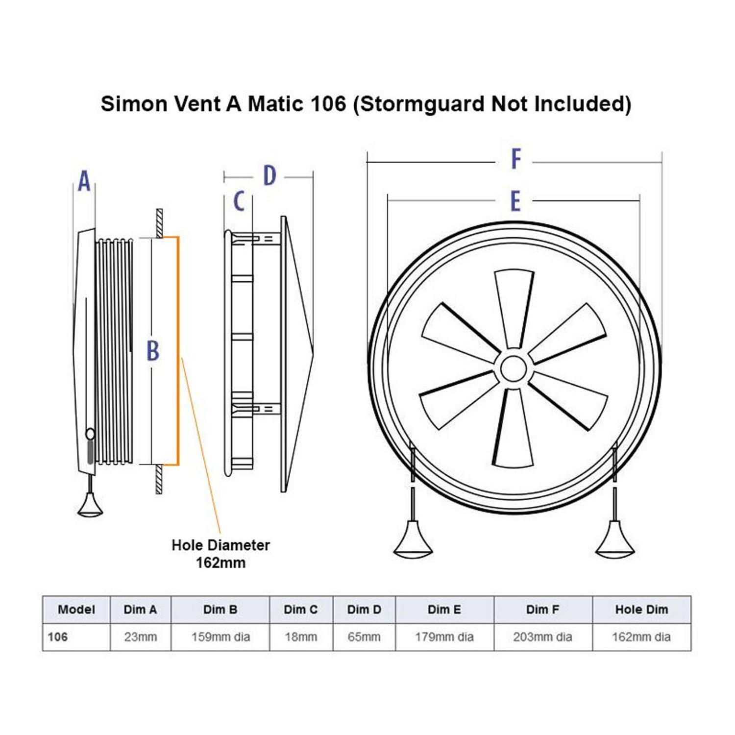 Simon Vent-A-Matic Rotary Window Fan 162mm Model 106 Cord Operated ...