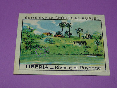 CHROMO LIBERIA N°242 RIVIERE PAYSAGE CHOCOLAT PUPIER AFRIQUE 1938-1950 ...