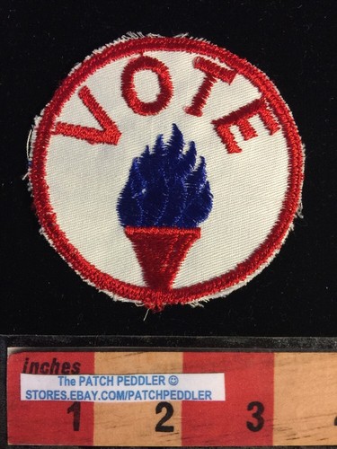 VOTE ELECTION POLITICAL FUNKY CHIC PATCH RED OUTLINE BLUE FLAME FIRE ...