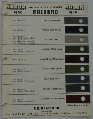 1948 Packard One Page Of Nason Color Paint Chips | eBay